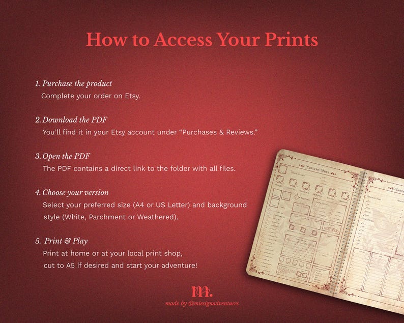 Dnd 5e Character Journal Printable | RPG PDF | Ruby Edition | Fantasy ...