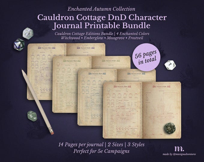 Whimsical Dnd 5e Character Sheets Bundle Printable | RPG PDF | Amethyst ...