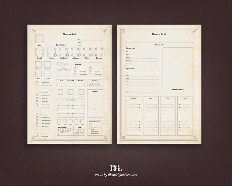 Dnd 5e Character Sheet Printable | Clarity Resolve Edition | Dungeons ...