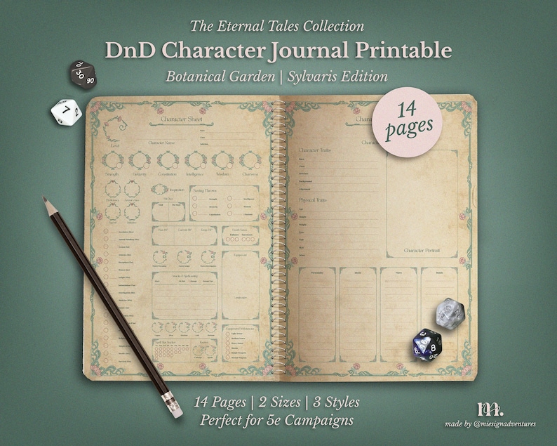Dnd 5e Character Sheet Journal Printable | Botanical Garden Sylvaris ...