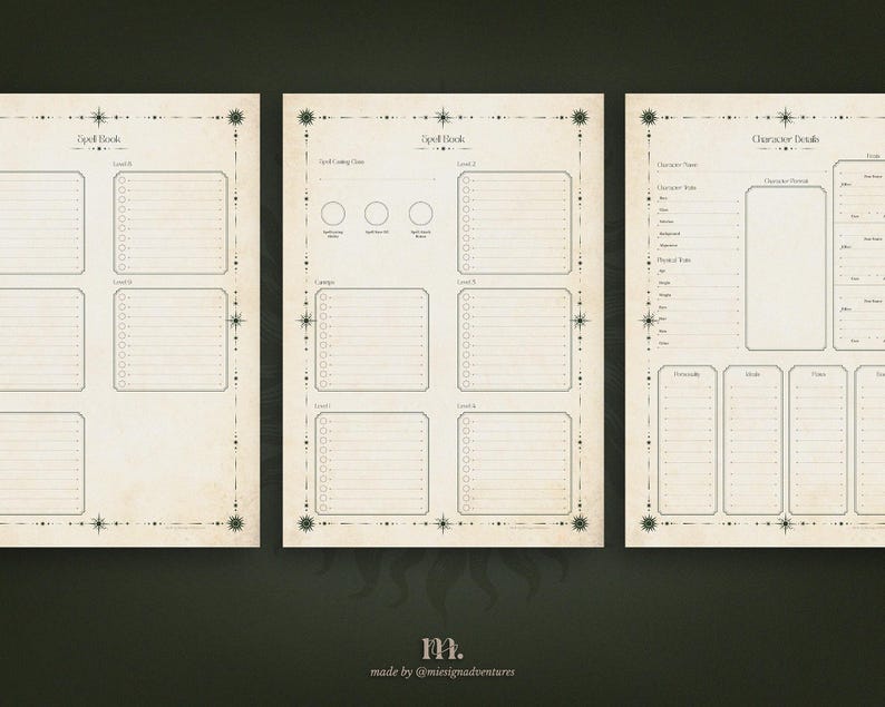 5e Dnd Character Sheet Journal Printable | Sunrise Brightreach Edition ...