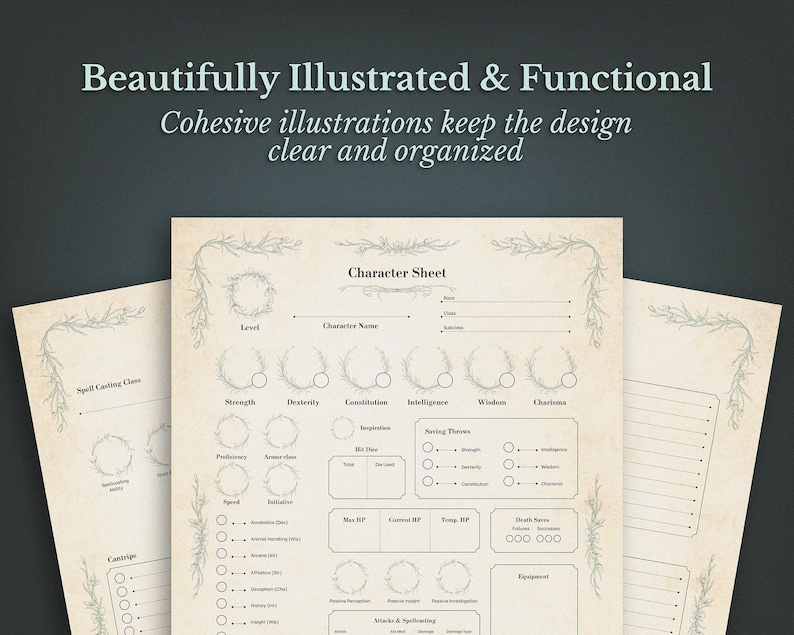 Dnd Character Sheets Printable | Botanical Snowdrop Stem Edition ...