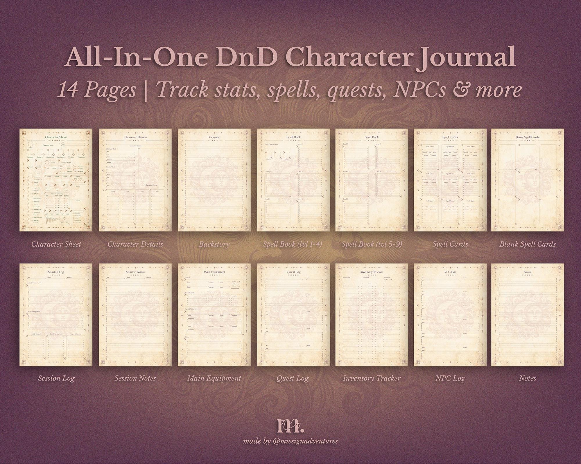 Dnd 5e Character Journal Printable | RPG Sheets and Fantasy TTRPG PDF ...