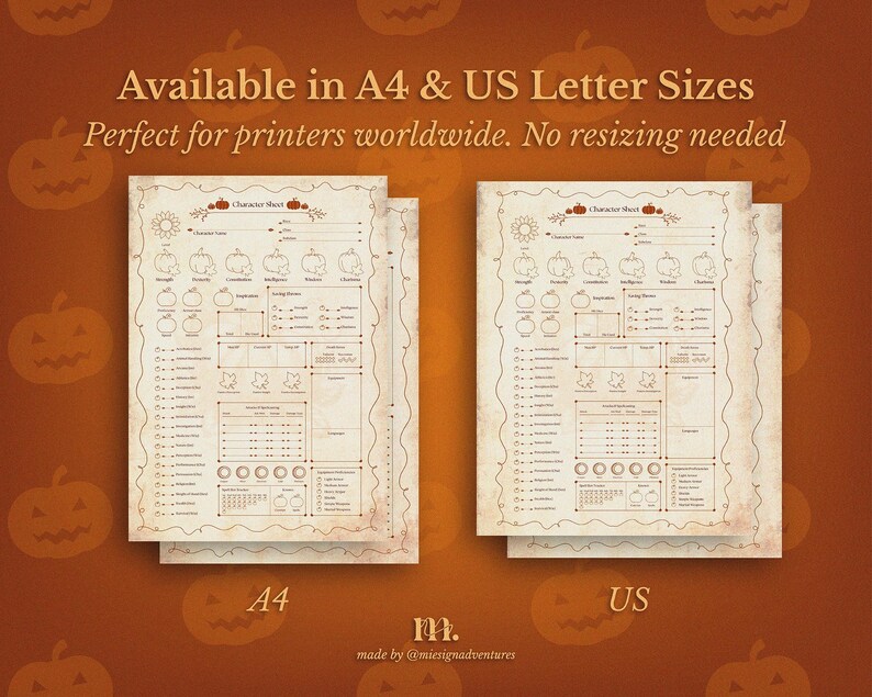 Dnd 5e Character Sheet Pumpkin Patch | Printable RPG Sheets | Autumn ...