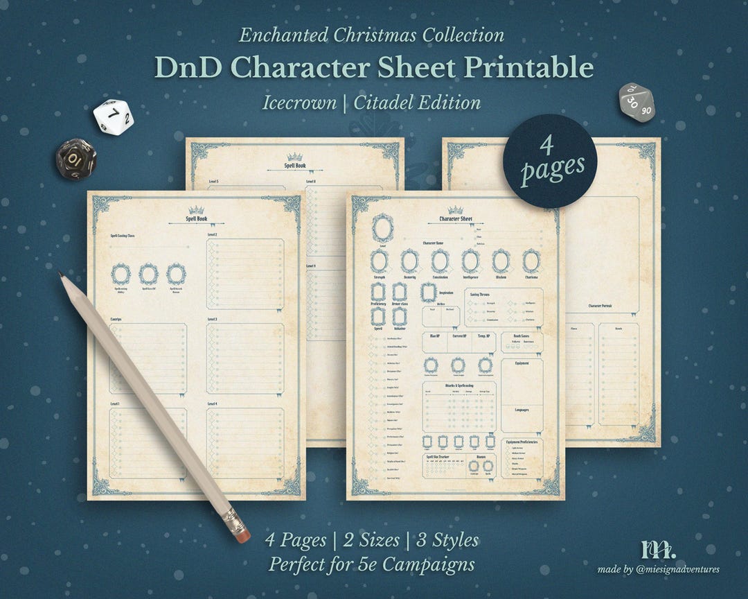 Dnd 5e Character Sheet Printable | Icecrown Citadel Edition | Dungeons ...