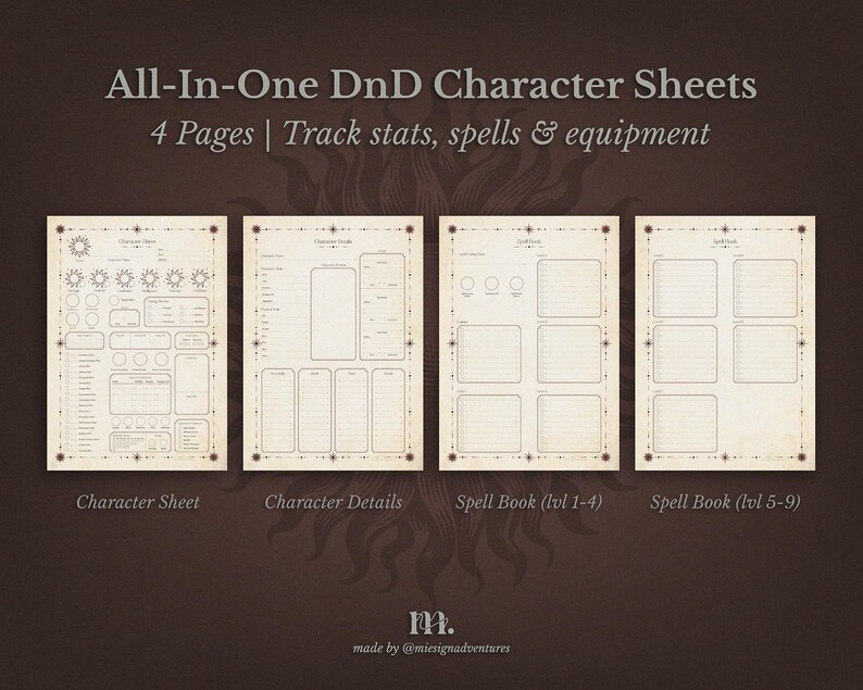 Dnd 5e Character Sheet Printable | Sunrise Dawnspire Edition | Dungeons ...