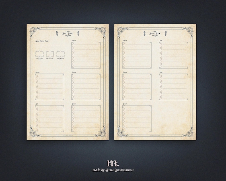 Hoja de personaje imprimible para DnD 5e / Edición Castillo Medieval ...