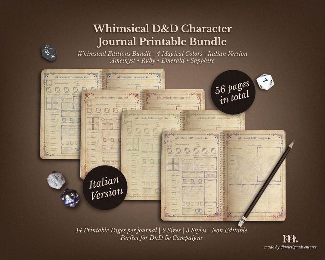 Dnd 5e Character Journal Bundle | Printable RPG Sheets | Whimsical ...
