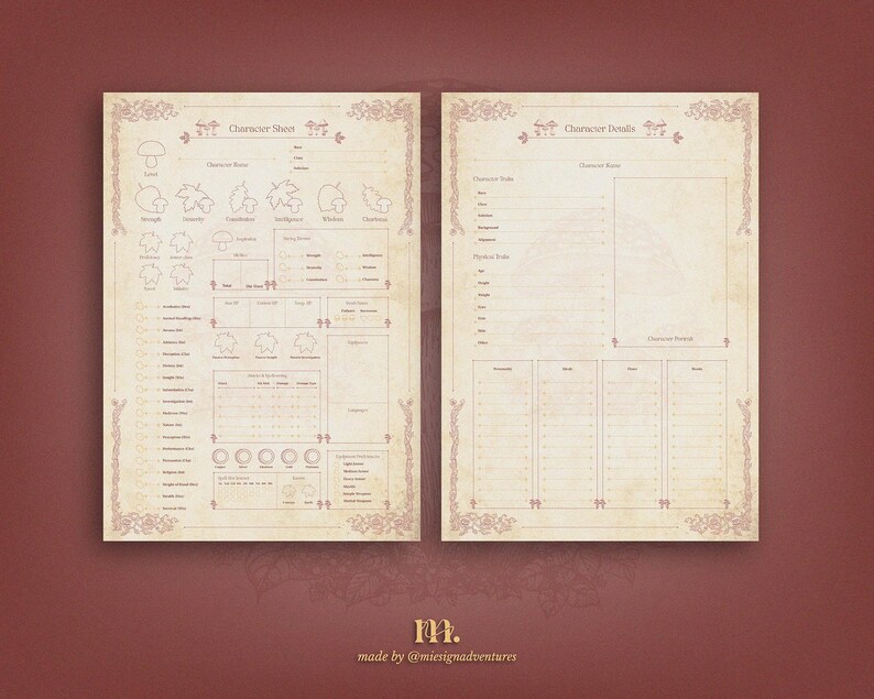 Autumn Dnd 5e Character Sheet Printable | Autumn Acres Harvest Glow ...