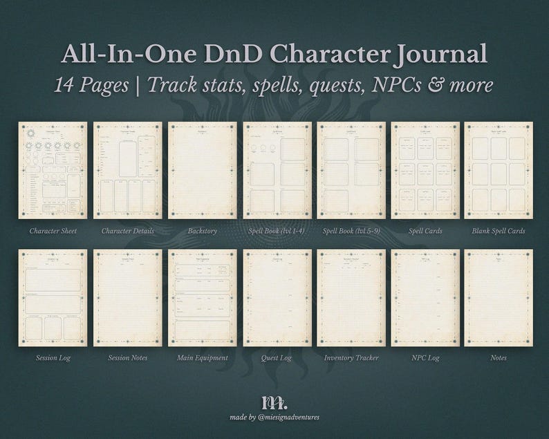 Dnd 5e Character Journal Printable | RPG Sheets Fantasy TTRPG PDF ...