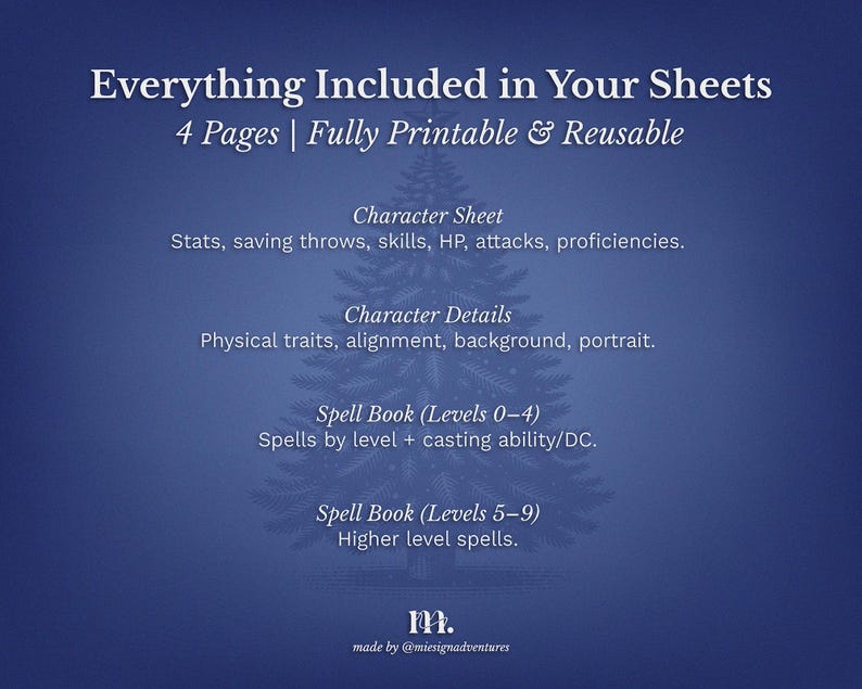 Dnd 5e Character Sheet Printable | Enchanted Christmas | Yuletide Pines ...