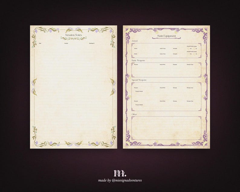 Dnd 5e Character Sheet Journal Printable Bundle | the Eternal Tales ...