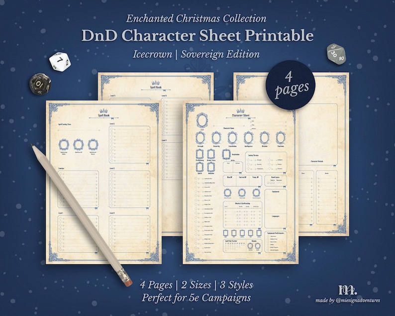 Dnd 5e Character Sheet Printable | Icecrown Sovereign Edition | Winter ...