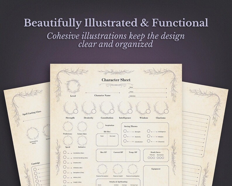 Dnd 5e Character Sheet Printable | Snowdrop Petal Edition | Dungeons ...