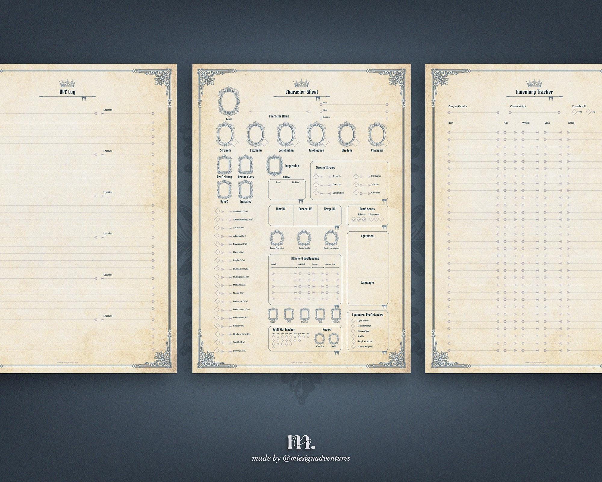 Dnd 5e Character Journal Printable | RPG Sheets and Fantasy TTRPG PDF ...