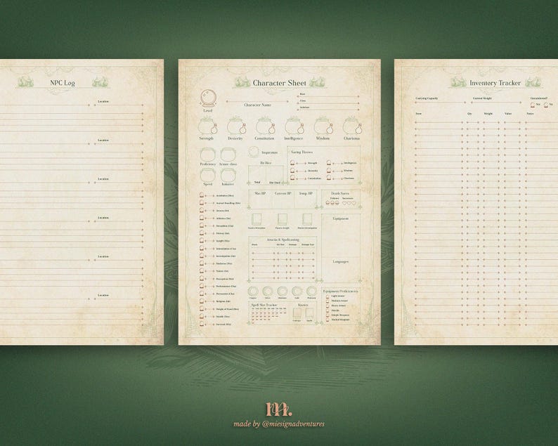 Dnd 5e Character Journal Printable | RPG Sheets Fantasy TTRPG PDF ...
