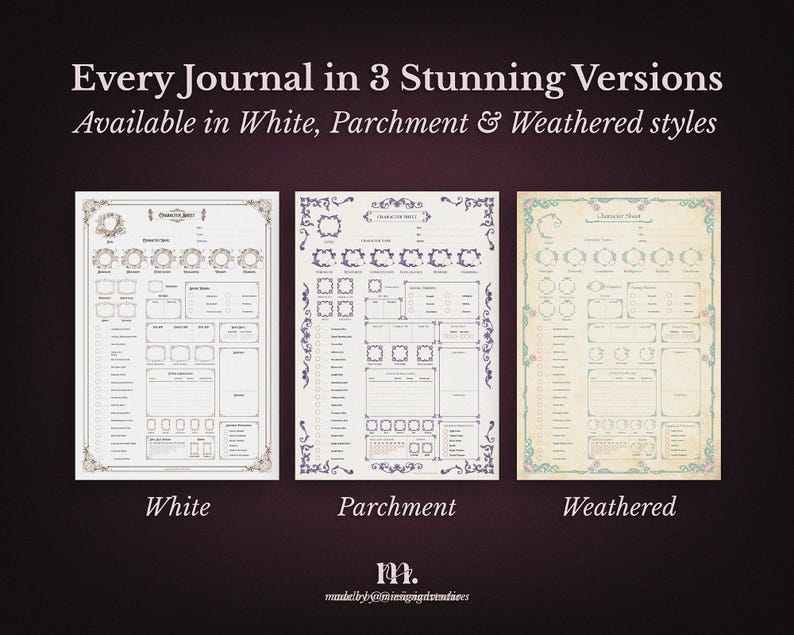 Fantasy Dnd 5e Character Sheet Journal Printable Bundle | the Eternal ...
