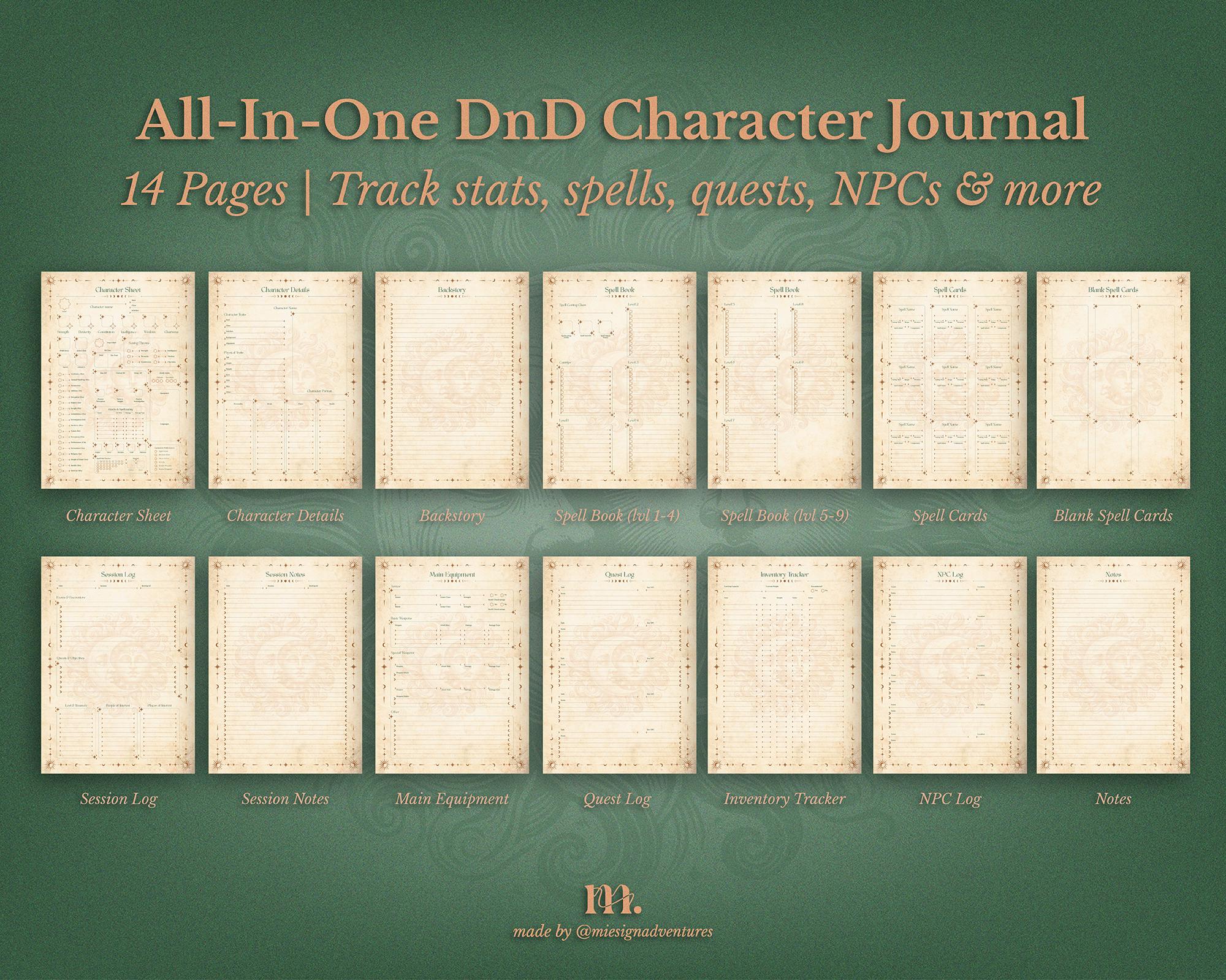 Celestial Dnd 5e Character Sheet Journal Printable | Aurora Edition ...