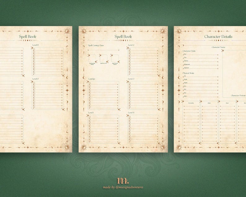 Dnd 5e Character Sheet Journal Printable | Celestial Aurora Edition ...