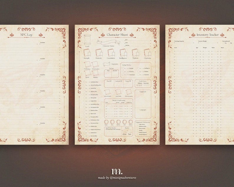 Dnd 5e Character Journal Printable | RPG Sheets and Fantasy TTRPG PDF ...