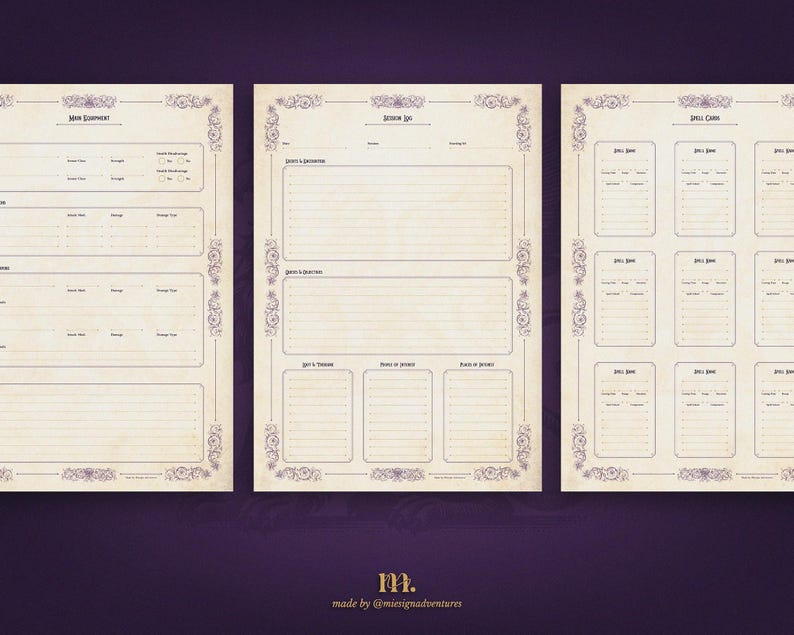 Dnd 5e Character Journal Printable | RPG Sheets Fantasy TTRPG PDF ...
