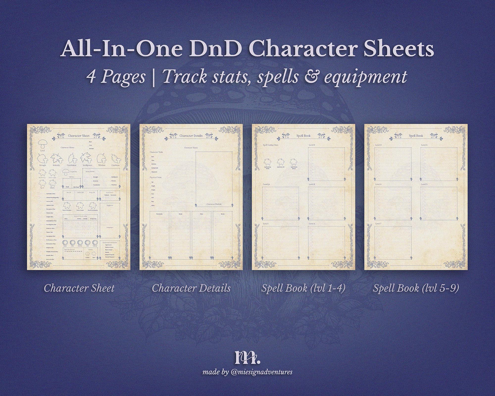 Dnd 5e Character Sheets | Autumn Acres Twilight Fog Edition | Printable ...