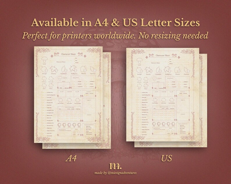 Autumn Dnd 5e Character Sheet Printable | Autumn Acres Harvest Glow ...