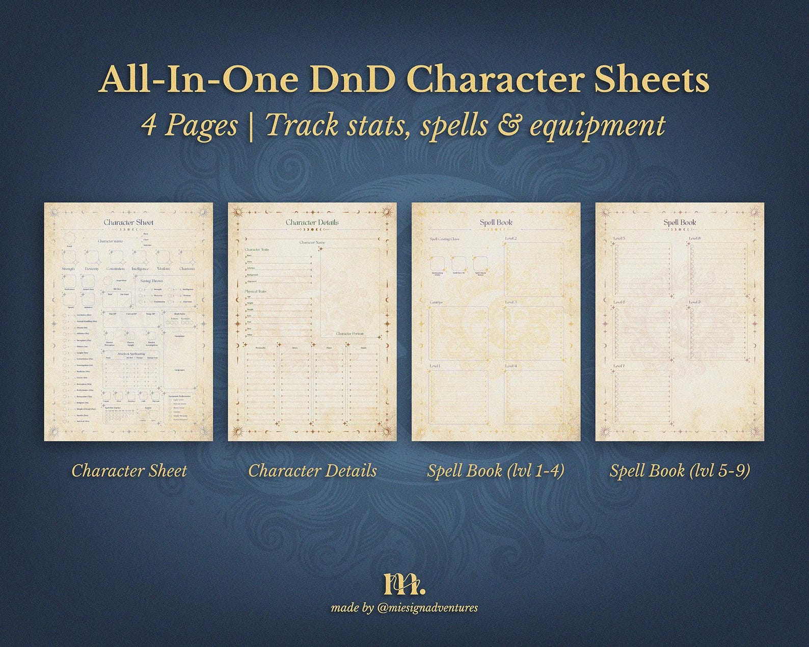 Dnd 5e Character Sheet Bundle Printable, Dnd Character Sheets RPG PDF ...