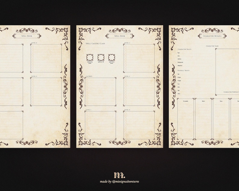 Dnd 5e Character Sheet Journal Printable | Dark Romance Noctara Edition ...