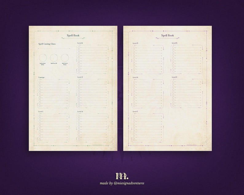 Dnd 5e Character Sheet Bundle | Printable RPG Sheets and Fantasy TTRPG ...
