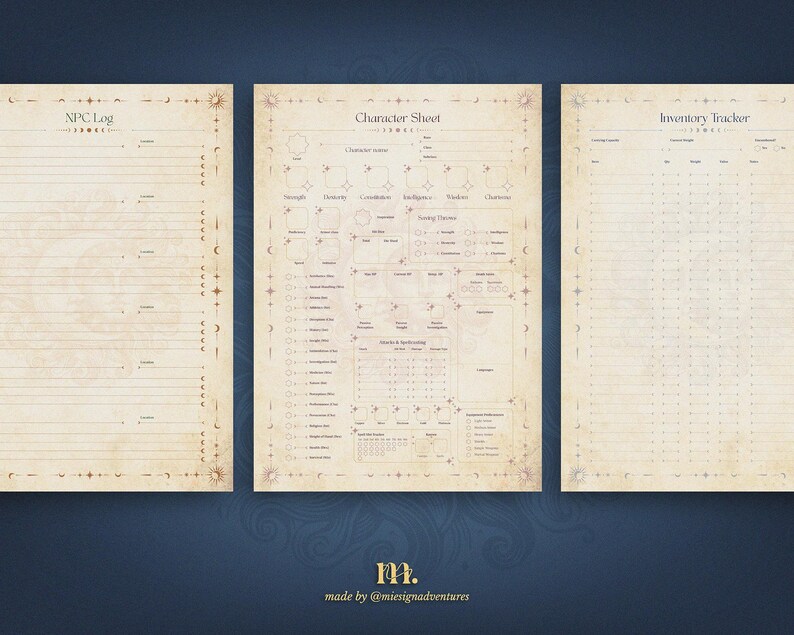 Dnd 5e Character Journal Bundle | Printable RPG Sheets Campaign ...