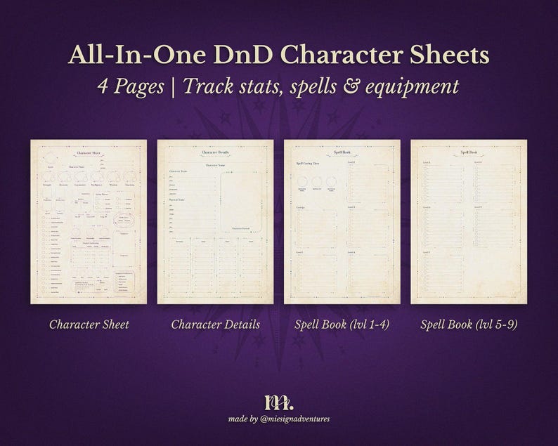 Dnd 5e Character Sheets Bundle | Printable RPG PDF | Enchanted Winter Luminance Edition ...