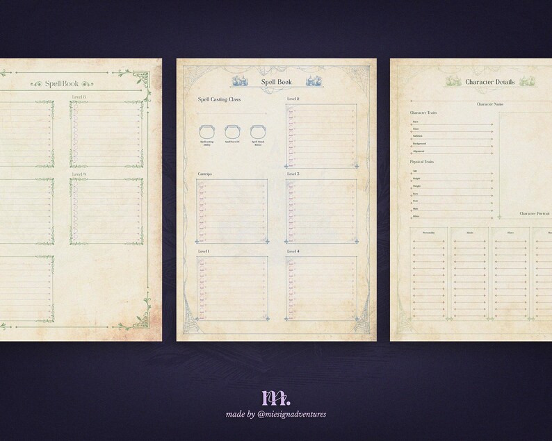 Dnd 5e Character Sheet Journal Bundle Printables | RPG Campaign ...