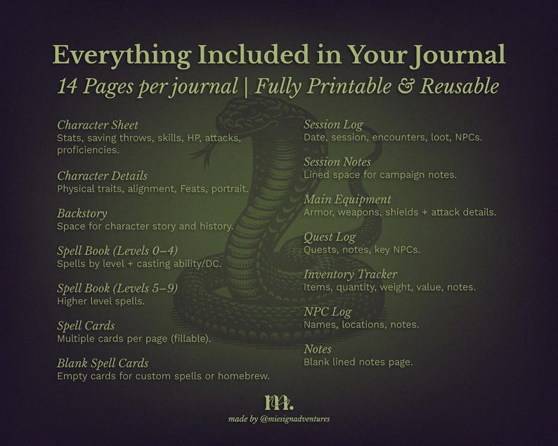 Dnd 5e Character Journal Bundle | Printable RPG Sheets and Fantasy ...