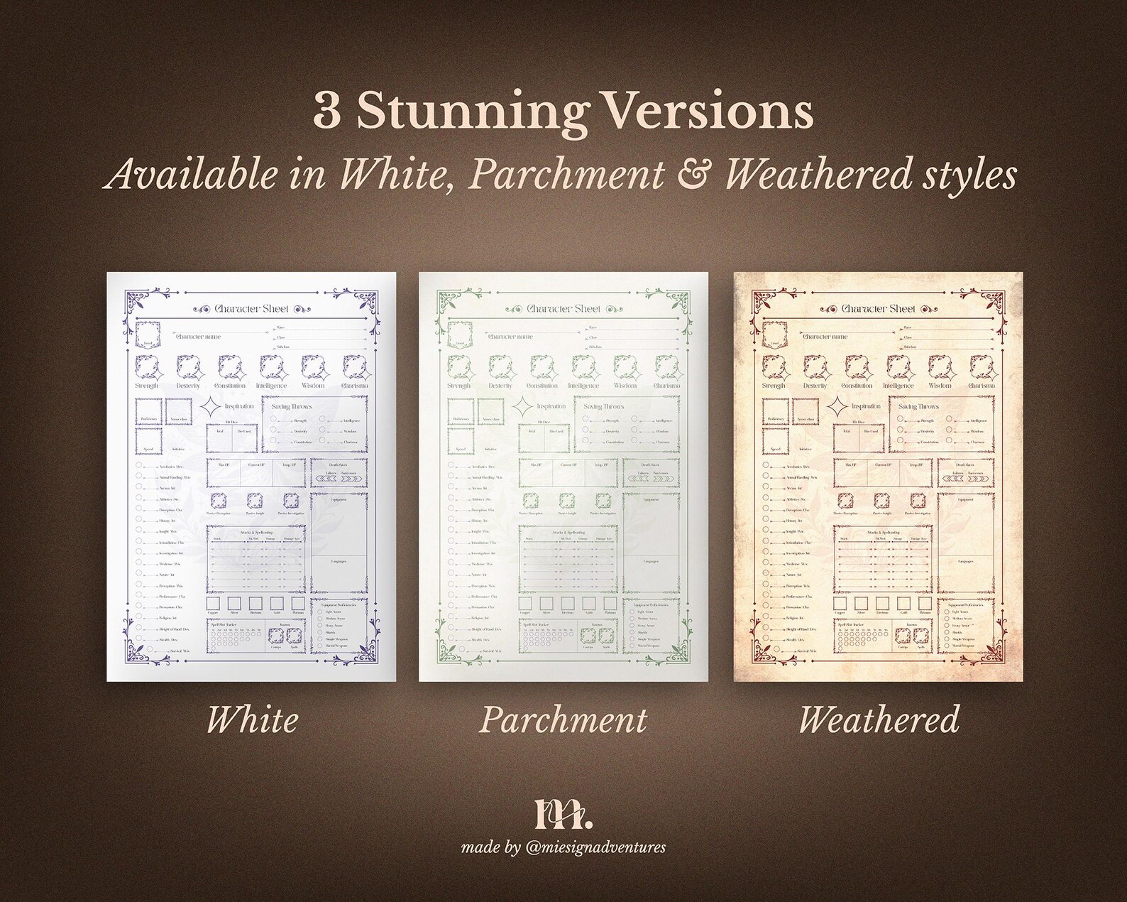 Whimsical Dnd 5e Character Sheets Bundle Printable | RPG PDF | Amethyst ...
