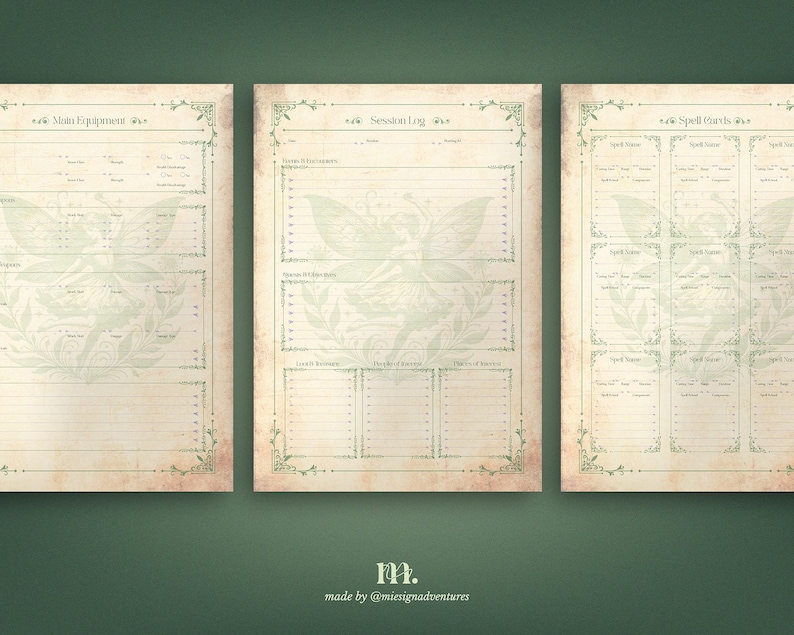 Dnd 5e Character Journal Printable | Whimsical Emerald Edition ...