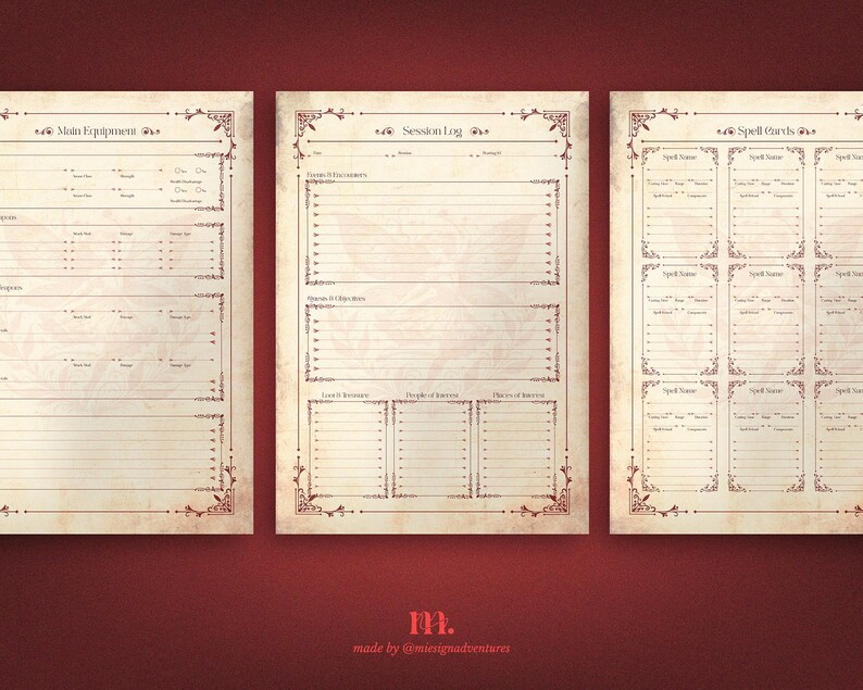 Dnd 5e Character Journal Printable | RPG PDF | Ruby Edition | Fantasy ...