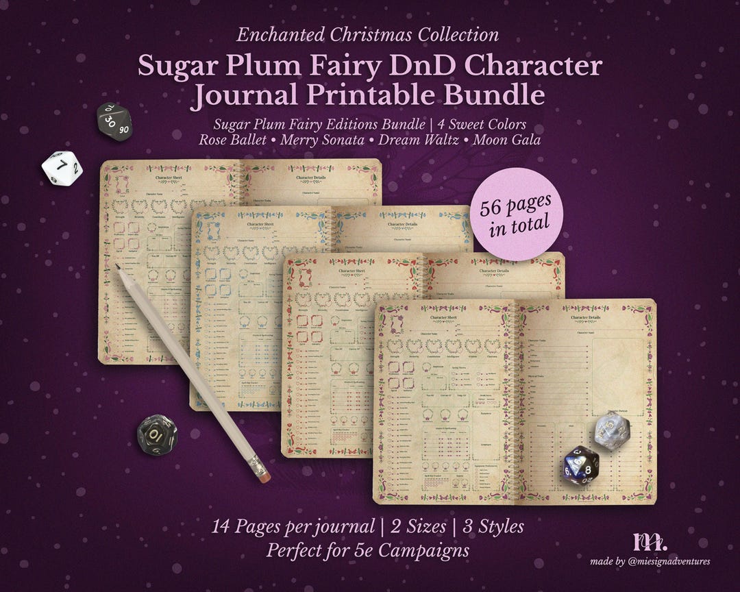 Dnd 5e Character Journal Bundle | Printable Rpg Sheets and Fantasy TTRPG PDF | Sugar Plum Fairy ...