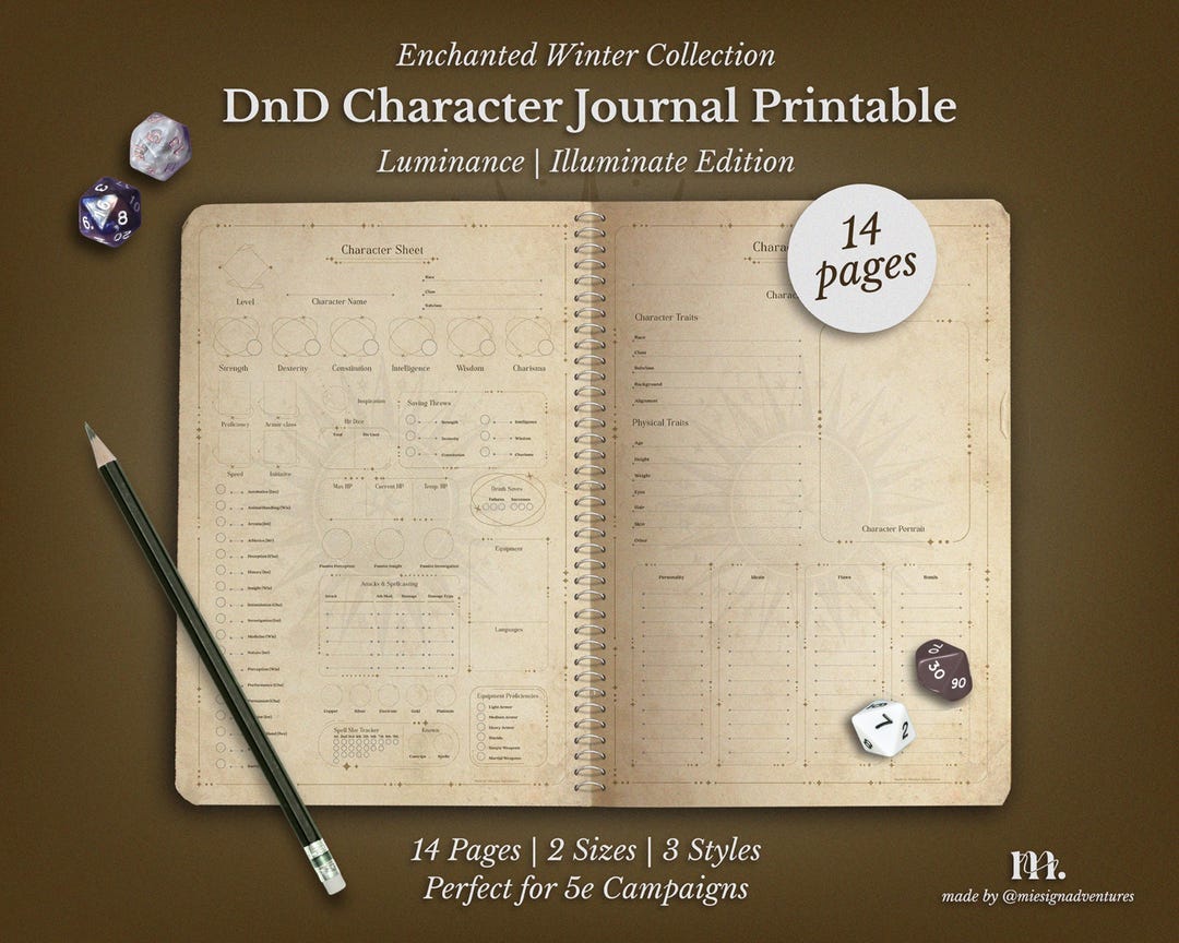 Dnd 5e Character Journal Printable | RPG Sheets and Fantasy TTRPG PDF ...