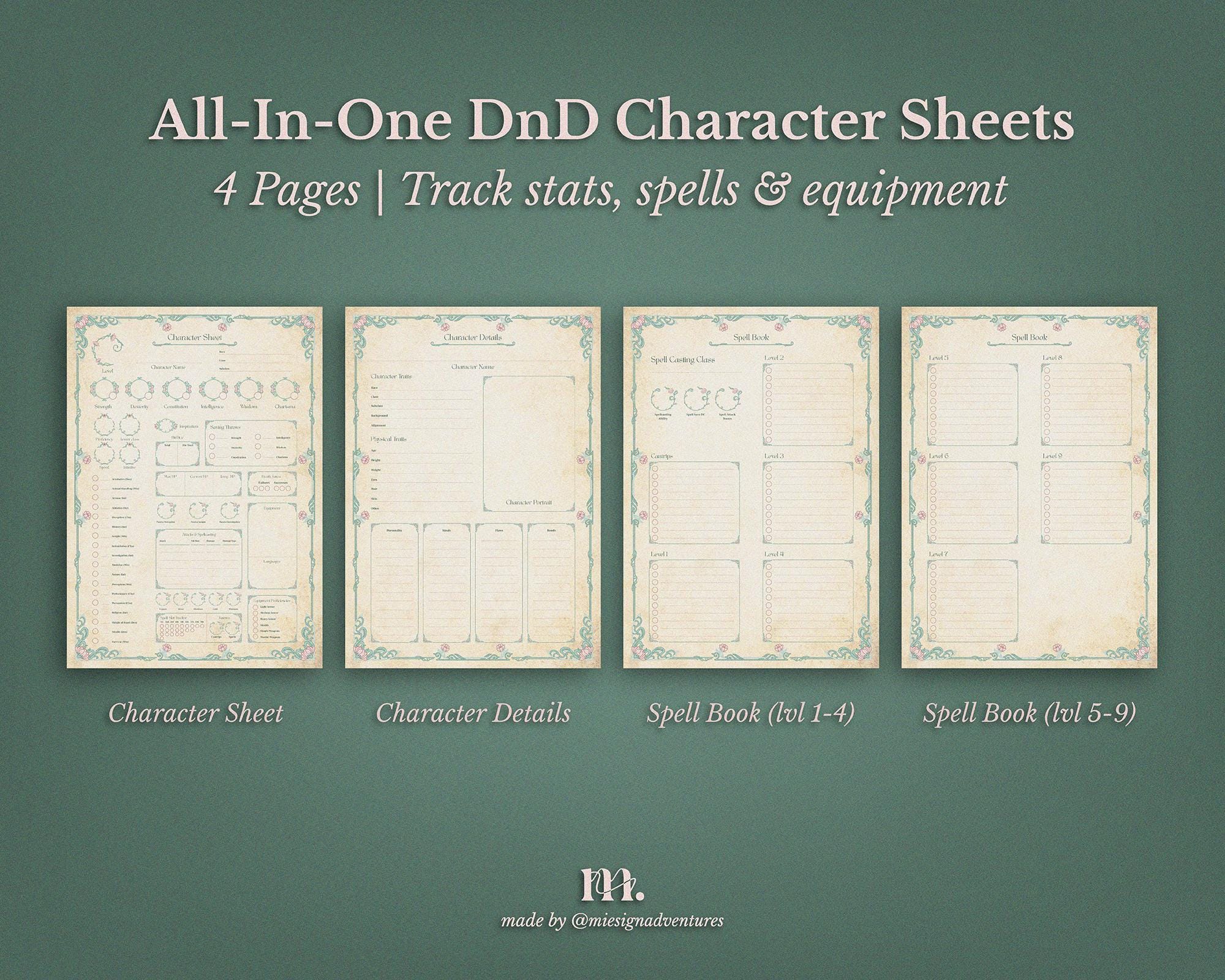 Dnd 5e Character Sheet Printable | Botanical Garden Sylvaris Edition ...