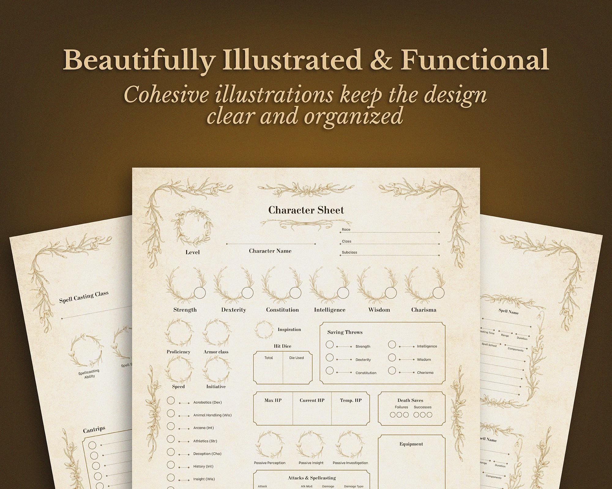 Frosted Dnd 5e Character Sheet Journal Printable | Snowdrop Root ...