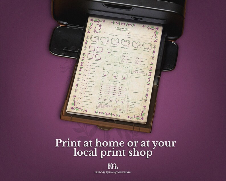 Dnd 5e Character Sheet Journal Printable | Sugar Plum Fairy Dream Waltz ...
