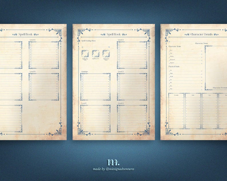 Dnd 5e Character Sheet Journal Printable | RPG PDF | Crystal Sapphire ...