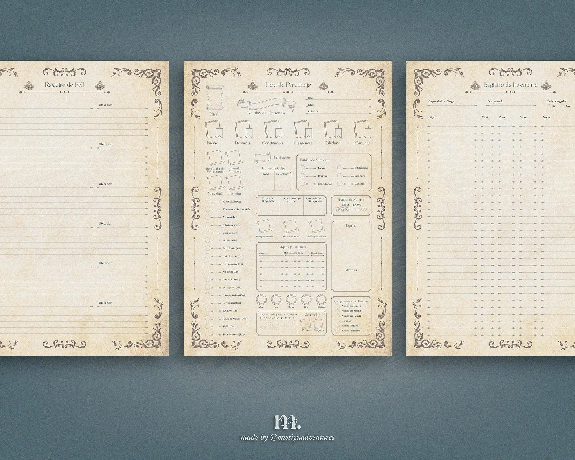 Dnd 5e Character Sheet Journal Printable Spanish Version | Haunted ...