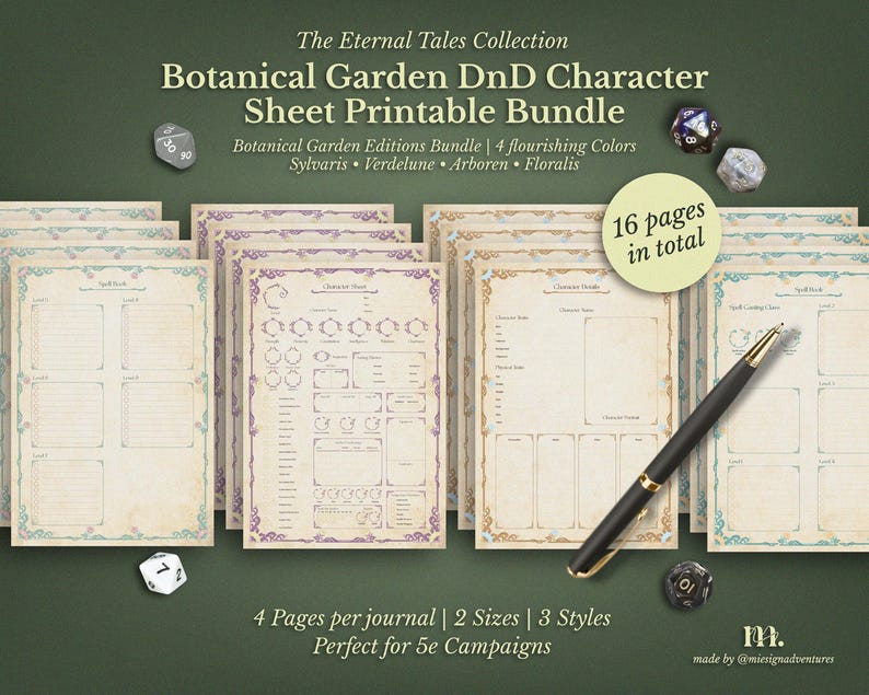 Dnd 5e Character Sheet Bundle | Printable RPG Sheets Fantasy TTRPG PDF ...