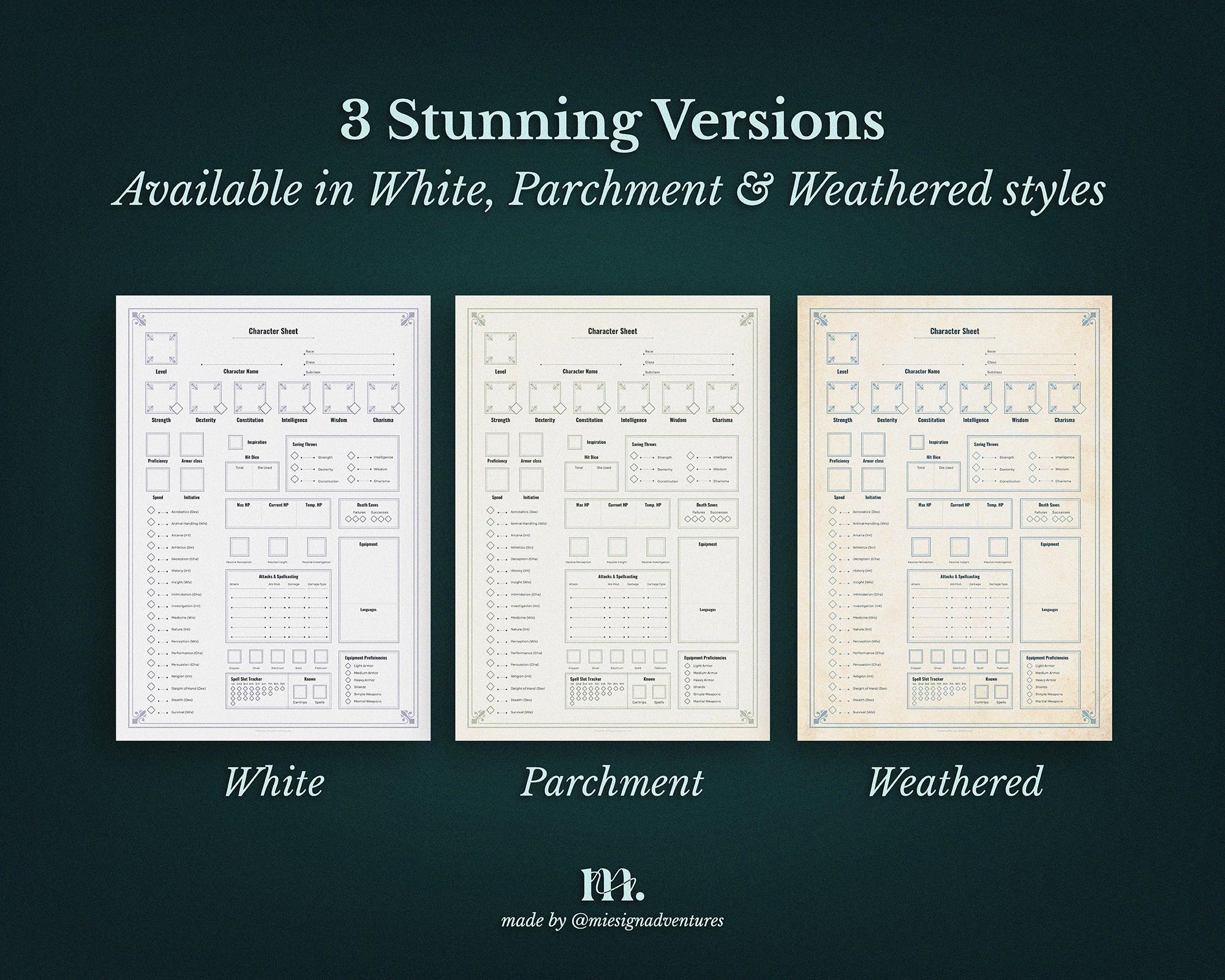 Dnd 5e Character Sheets Bundle | Printable RPG PDF | Clarity Axiom ...