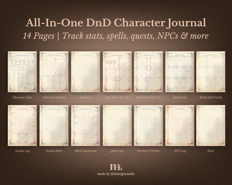 Dnd 5e Character Journal Bundle With 4 Printable Fantasy Journals ...