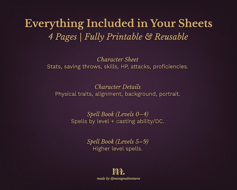 Dnd 5e Character Sheet Bundle | Printable RPG Sheets and Fantasy TTRPG ...