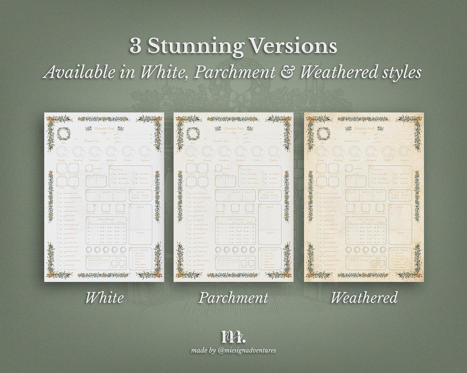 Dnd 5e Character Sheet Printable | Winter Feast Midnight Ember Edition ...