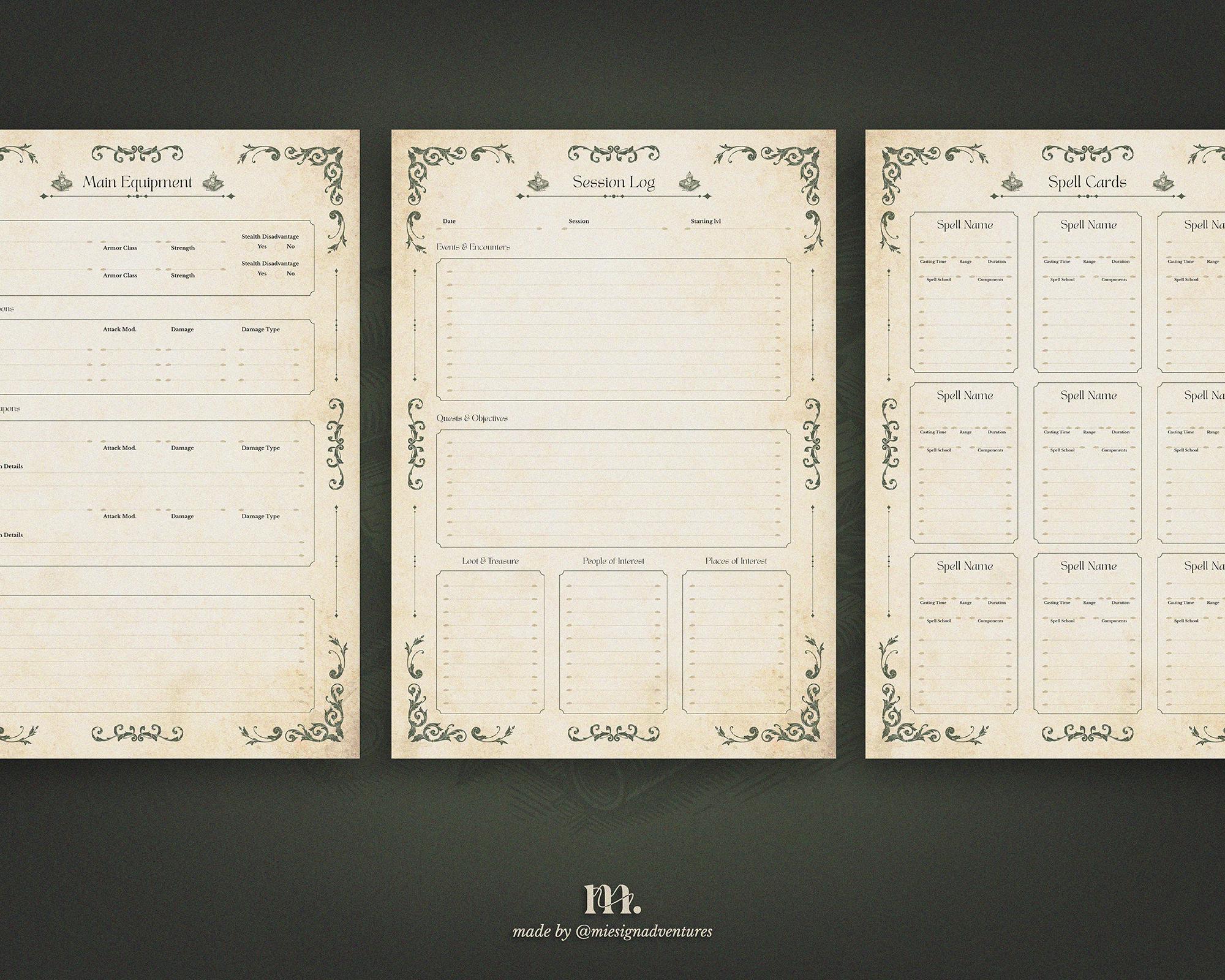 Dnd 5e Character Journal Printable Sheets | RPG PDF | Haunted Library ...